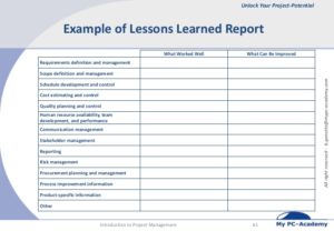 Prince2 Lessons Learned Report Template (1) - TEMPLATES EXAMPLE ...