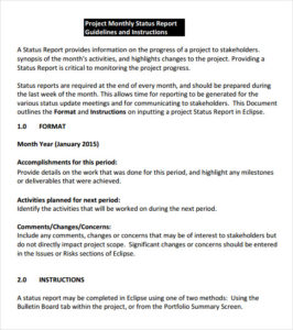 Project Monthly Status Report Template (5) - TEMPLATES EXAMPLE ...