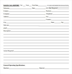 Sales Rep Call Report Template (9) - TEMPLATES EXAMPLE | TEMPLATES EXAMPLE