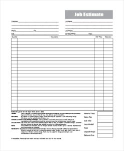 Blank Estimate Form Template (8) - TEMPLATES EXAMPLE | TEMPLATES EXAMPLE