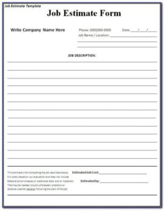 Blank Estimate Form Template (9) - TEMPLATES EXAMPLE | TEMPLATES EXAMPLE