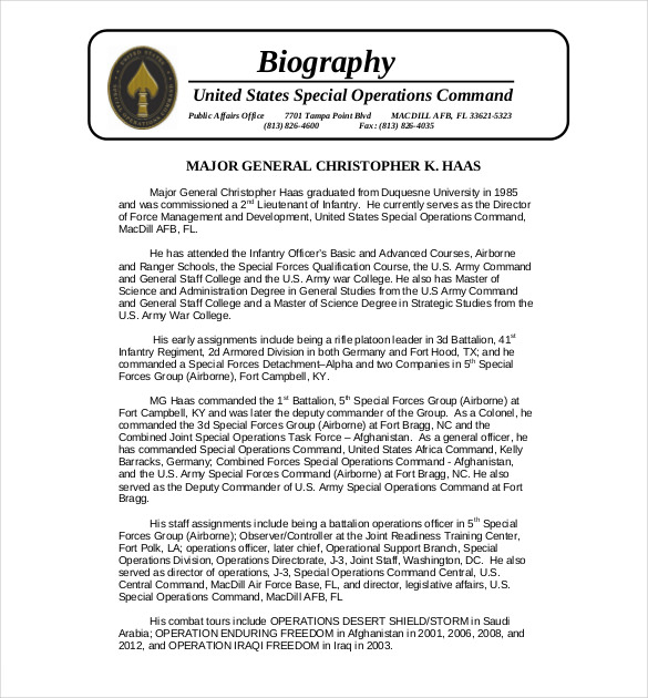 Free Bio Template Fill In Blank Sample Template
