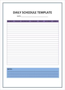 Printable Blank Daily Schedule Template (2) - TEMPLATES EXAMPLE ...