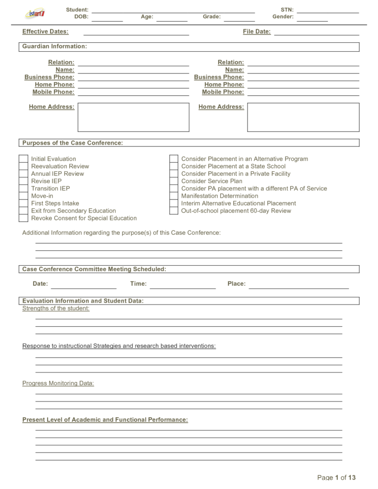 Blank Iep Template (4) - TEMPLATES EXAMPLE | TEMPLATES EXAMPLE