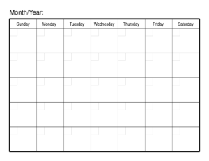 Blank One Month Calendar Template (1) - TEMPLATES EXAMPLE | TEMPLATES ...
