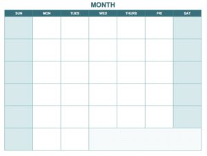 Blank One Month Calendar Template (9) - TEMPLATES EXAMPLE | TEMPLATES ...