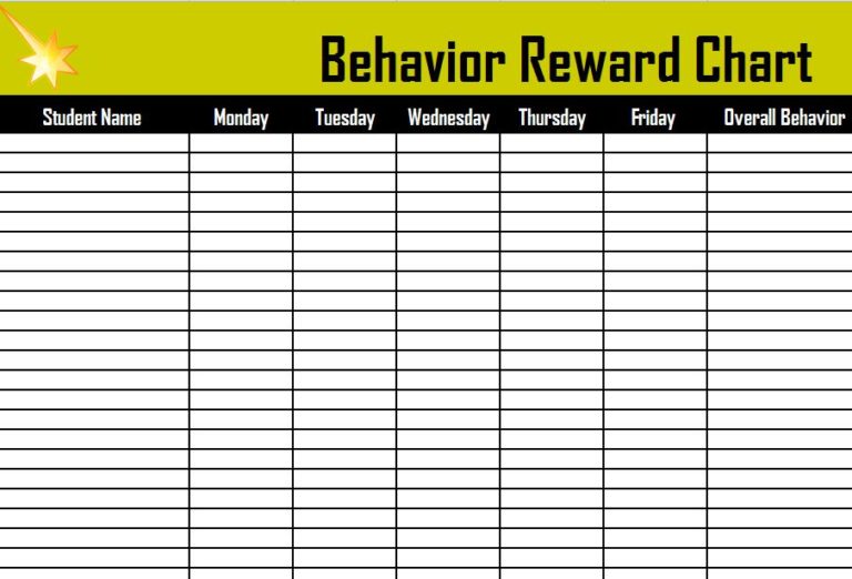 Blank Reward Chart Template (3) - TEMPLATES EXAMPLE | TEMPLATES EXAMPLE