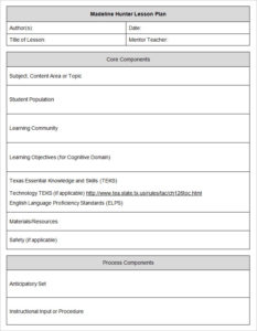 Madeline Hunter Lesson Plan Blank Template (1) - TEMPLATES EXAMPLE ...