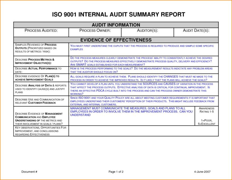 Audit Report Template Iso 9001 (7) - TEMPLATES EXAMPLE | TEMPLATES EXAMPLE