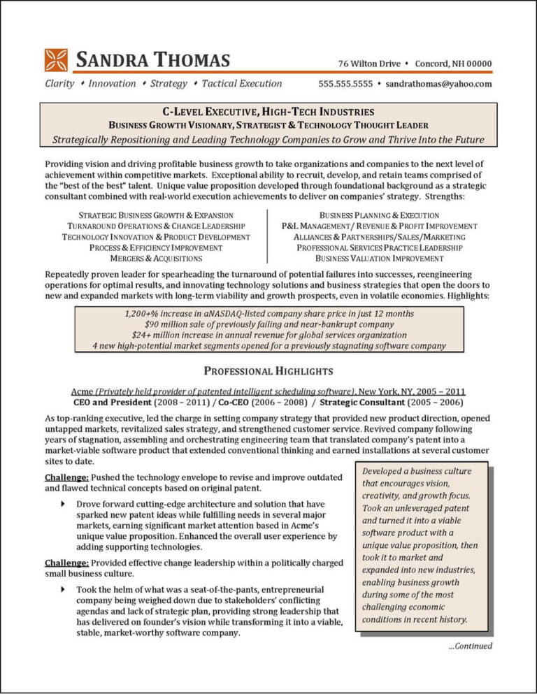 C Level Resume Samples (3) - TEMPLATES EXAMPLE | TEMPLATES EXAMPLE