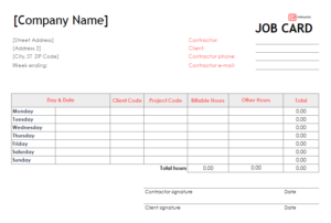 Job Card Templates Excel (5) - TEMPLATES EXAMPLE | TEMPLATES EXAMPLE