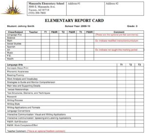 Report Card Templates Elementary School (1) - TEMPLATES EXAMPLE ...