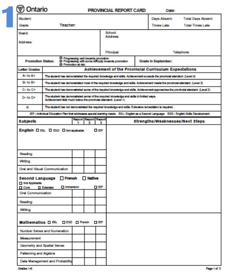 Report Card Templates Elementary School (1) - TEMPLATES EXAMPLE ...