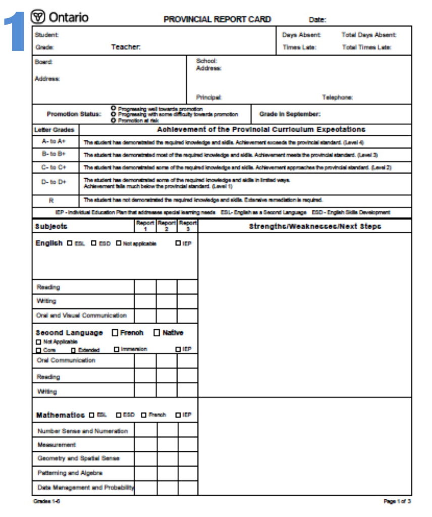 Report Card Templates Elementary School (1) - TEMPLATES EXAMPLE ...