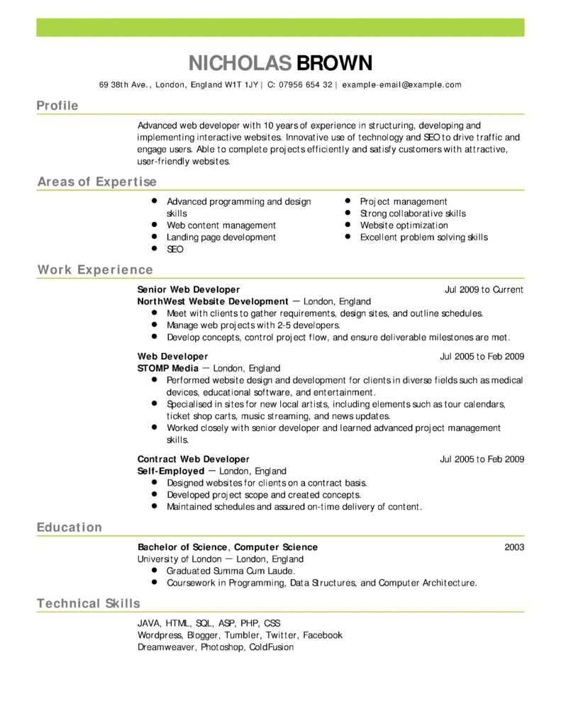 Resume Templates Excel - TEMPLATES EXAMPLE | TEMPLATES EXAMPLE