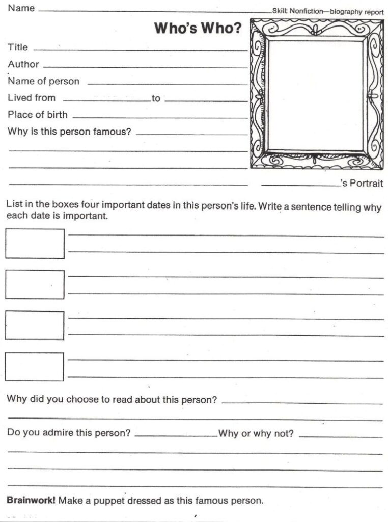 Biography Book Report Template 6th Grade (1) - TEMPLATES EXAMPLE ...