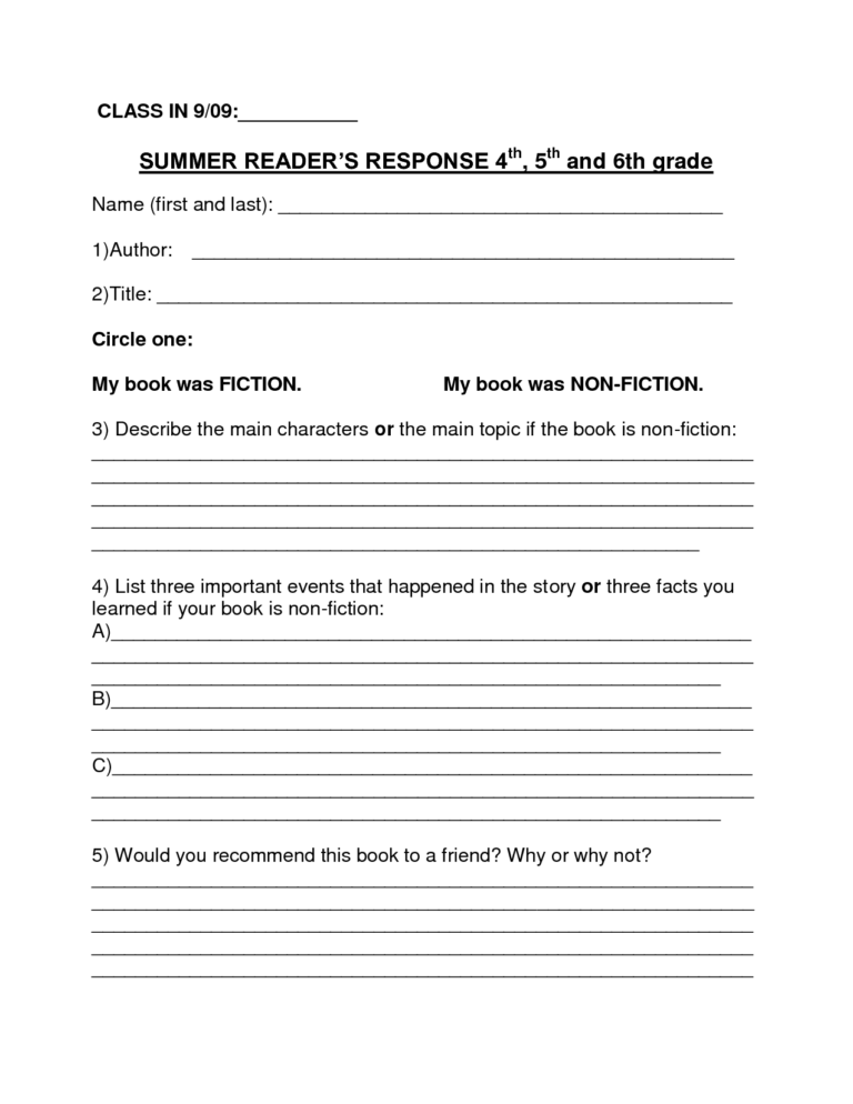 Book Report Template 6th Grade Printable (1) - TEMPLATES EXAMPLE ...