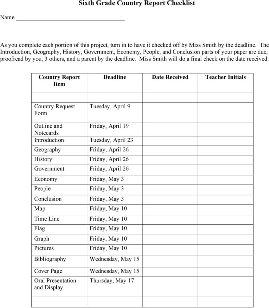 Country Report Template 6th Grade - TEMPLATES EXAMPLE | TEMPLATES EXAMPLE