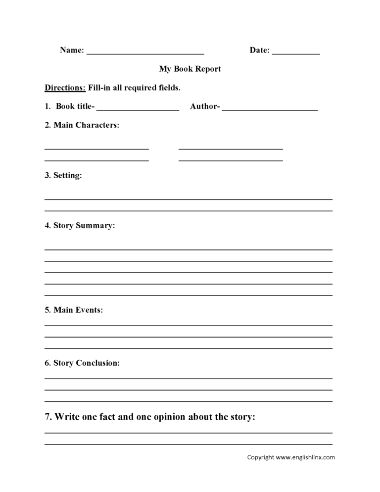 Free Book Report Template 7th Grade (5) - TEMPLATES EXAMPLE | TEMPLATES ...