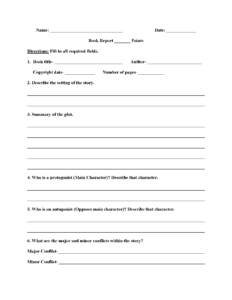 Free Book Report Template 7th Grade (6) - TEMPLATES EXAMPLE | TEMPLATES ...