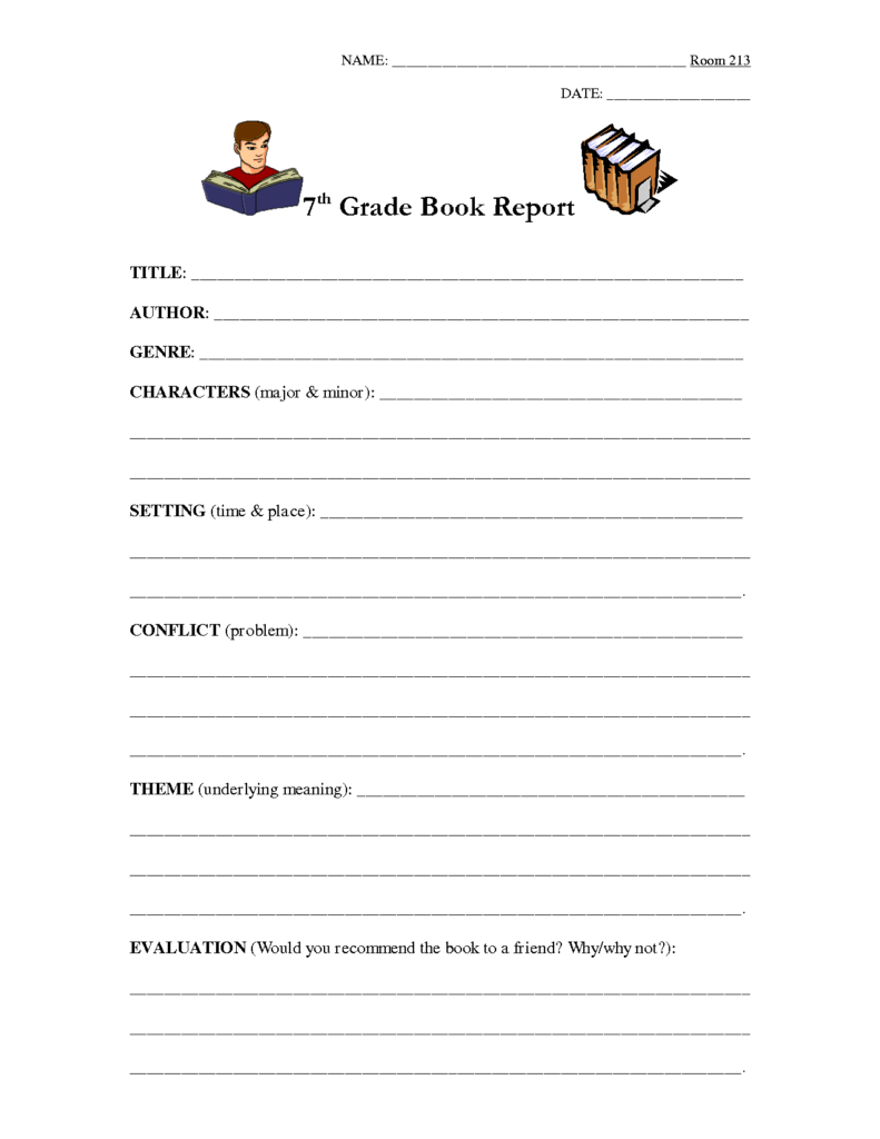 Free Book Report Template 7th Grade - TEMPLATES EXAMPLE | TEMPLATES EXAMPLE