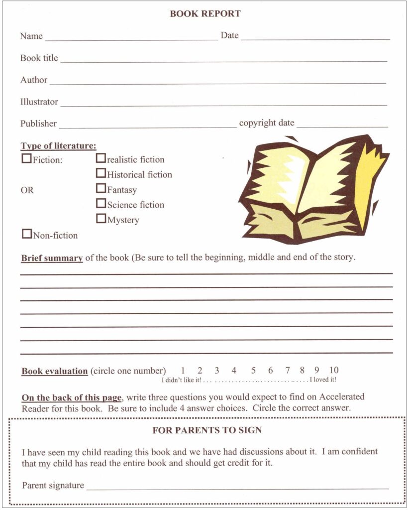 Grade 6 Book Report Template (2) - TEMPLATES EXAMPLE | TEMPLATES EXAMPLE