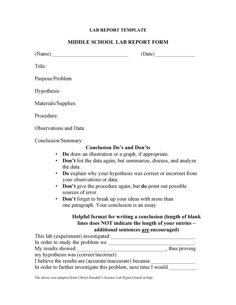 Grade 6 Lab Report Template (1) - TEMPLATES EXAMPLE | TEMPLATES EXAMPLE