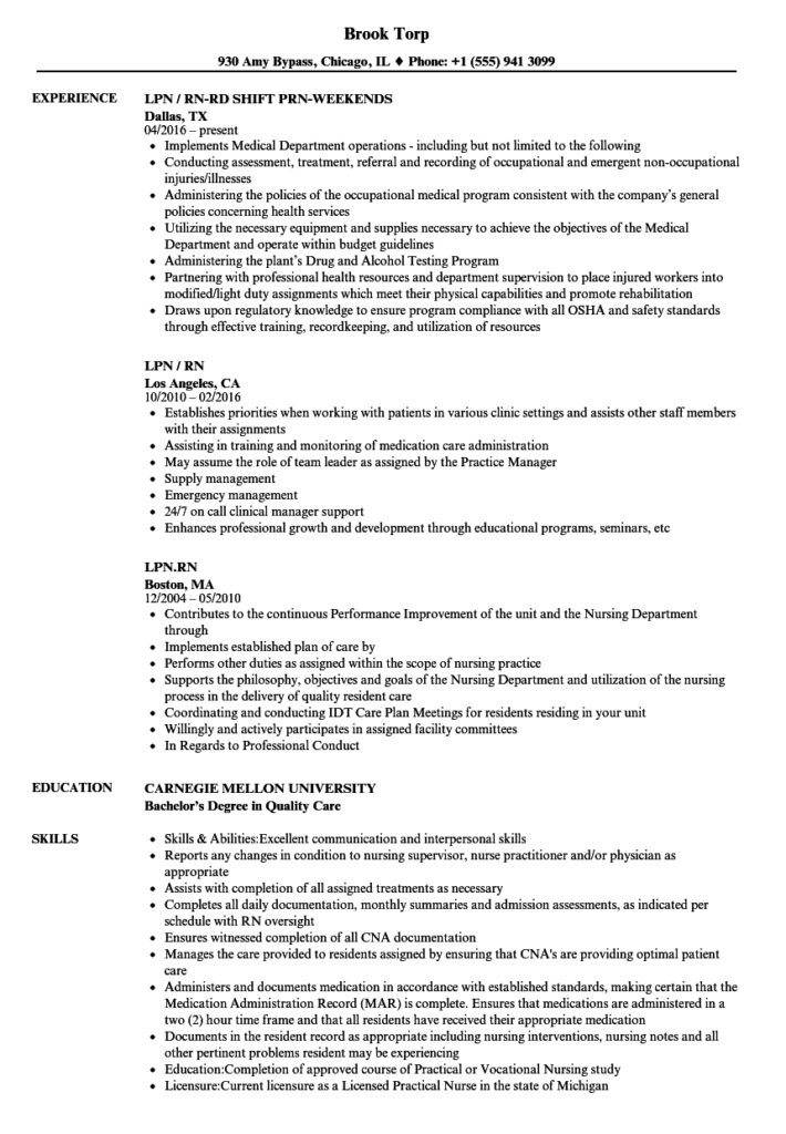 Lpn To Rn Resume Templates (1) - TEMPLATES EXAMPLE | TEMPLATES EXAMPLE