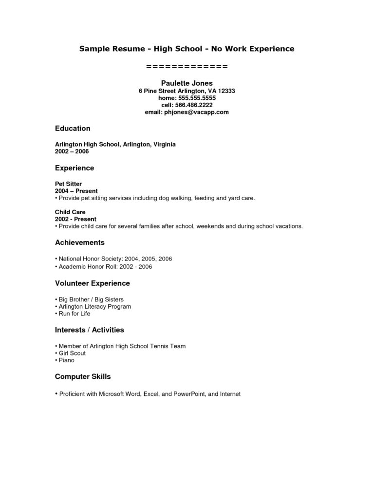 Resume Templates No Experience (11) - TEMPLATES EXAMPLE | TEMPLATES EXAMPLE