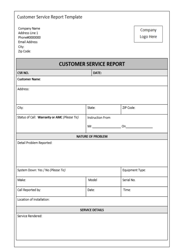 Service Report Template Xls (1) - TEMPLATES EXAMPLE | TEMPLATES EXAMPLE