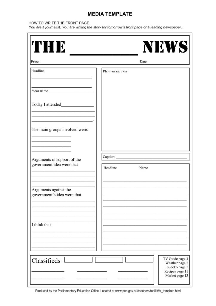 Year 6 Newspaper Report Template 1 TEMPLATES EXAMPLE TEMPLATES 
