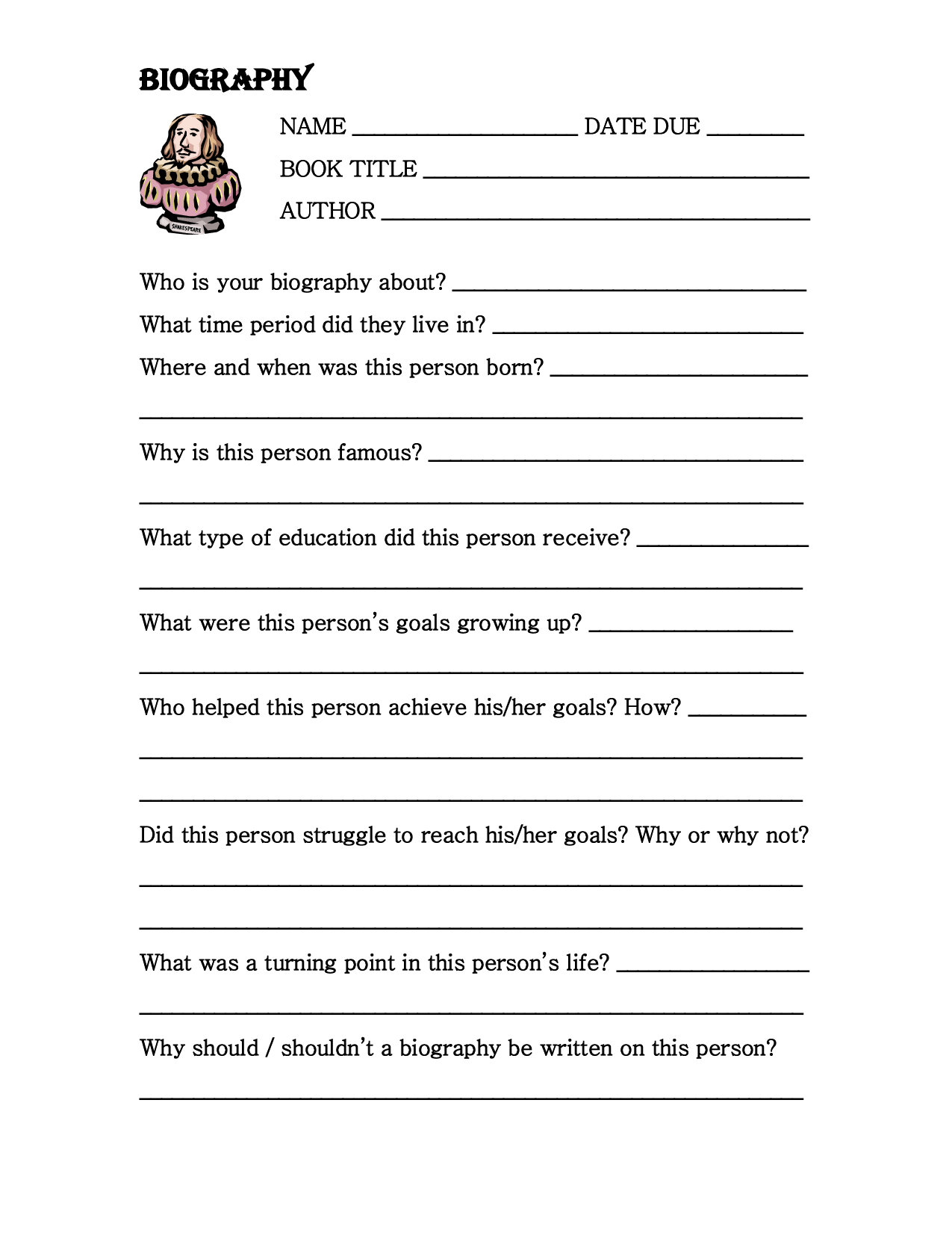Biography Report Template 5th Grade TEMPLATES EXAMPLE TEMPLATES EXAMPLE