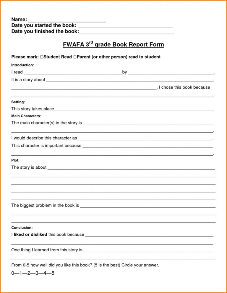 Book Report Template 5th Grade Pdf (8) - TEMPLATES EXAMPLE | TEMPLATES ...