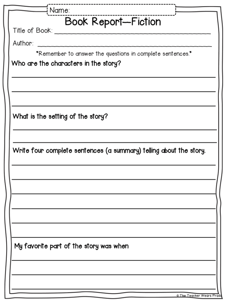 Book Report Template 3rd Grade Pdf (2) - TEMPLATES EXAMPLE | TEMPLATES ...
