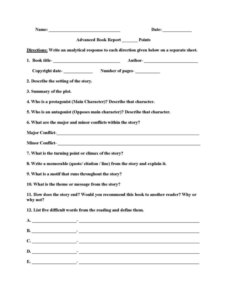 4Th Grade Book Report Template - TEMPLATES EXAMPLE | TEMPLATES EXAMPLE