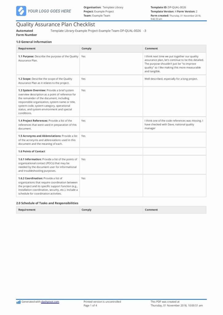 Template Report Quality Assurance - TEMPLATES EXAMPLE | TEMPLATES EXAMPLE